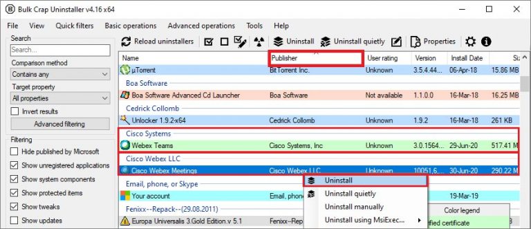 All the possible ways to uninstall Webex conference app from PC